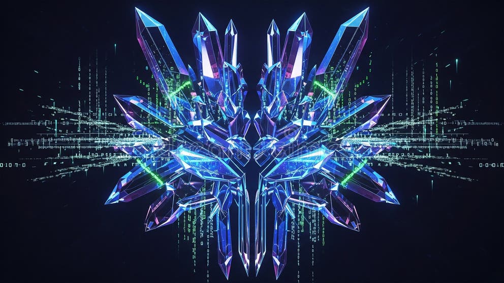 Crystal Emblem with Binary Code Stock Illustration - Illustration of ...