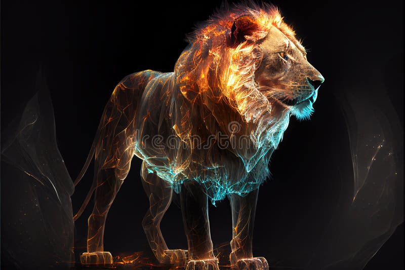 Fire Lion for Modern Poster or Tattoo. Stock Illustration ...