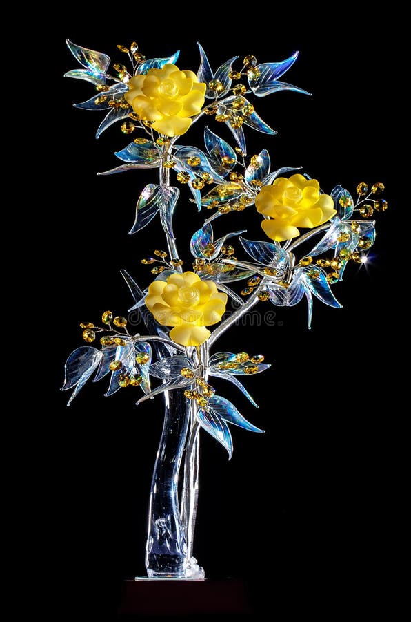 Crystal flower stock photo. Image of yellow, glass, crystal - 62625148