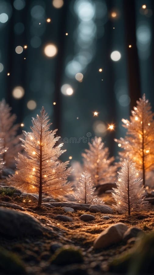 A Crystal Forest with Glowing Trees that Pulse with Light in Sync with ...