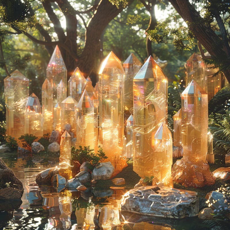 Crystal Forest stock illustration. Illustration of magical - 333407237