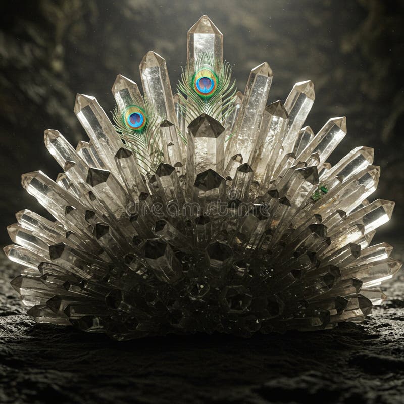 Numerous Long Pointed Transparent Quartz Crystals Stock Illustrations ...