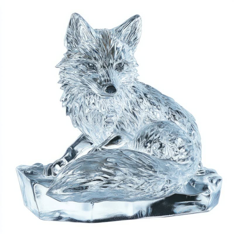 A Crystal Fox Sculpture with Intricate Detail. Stock Illustration ...