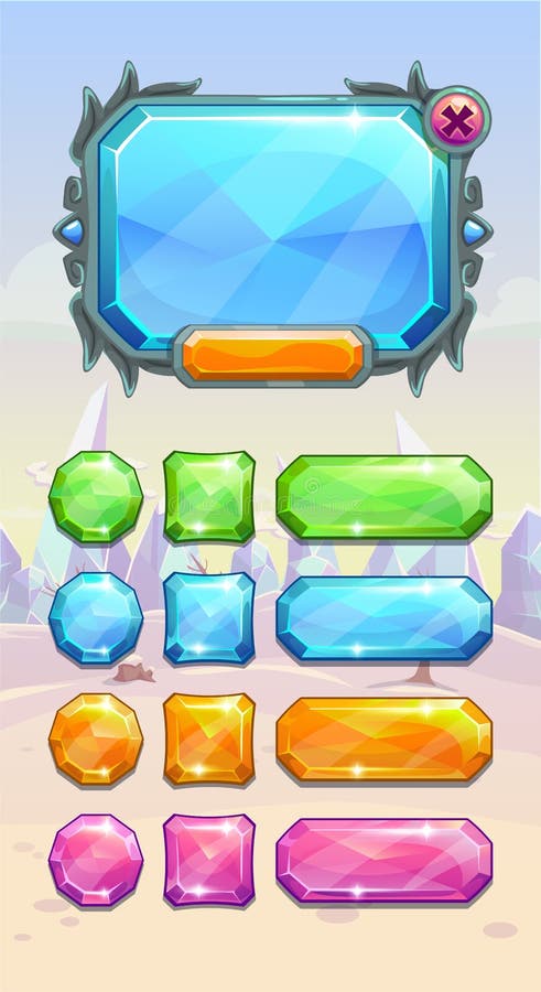 Crystal Game User Interface Assets Stock Vector - Illustration of rich ...