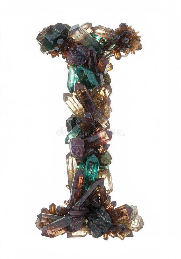 Crystal Gemstone Typeface Mineral Typography with Emerald and Amber ...