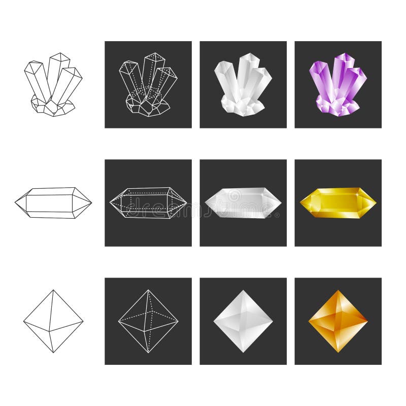 Set of colored crystals stock vector. Illustration of isolate - 33153952