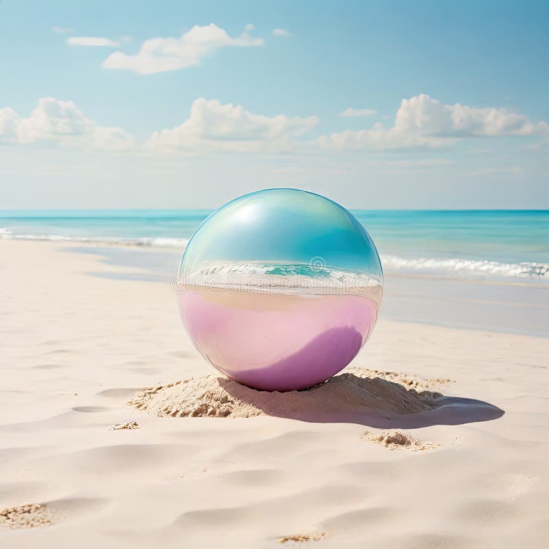 A Crystal Glass Ball on the Beach Sand Stock Image - Image of idea ...