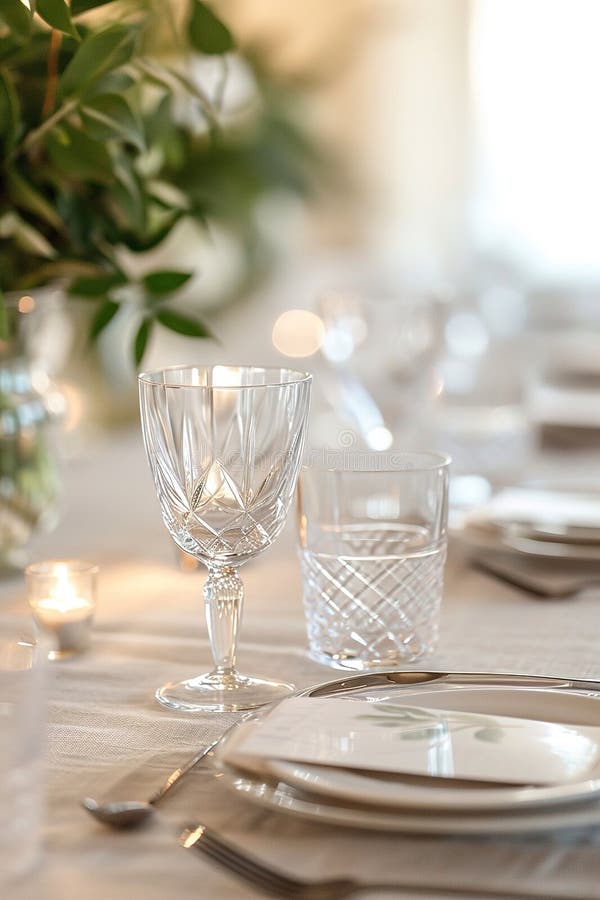 Crystal Glass on Festive Table Setting,. AI Generated Stock ...