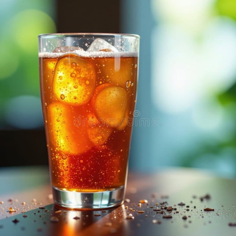 Crystal Glass of Iced Tea, Condensation on Surface, Glass, Drink Stock ...