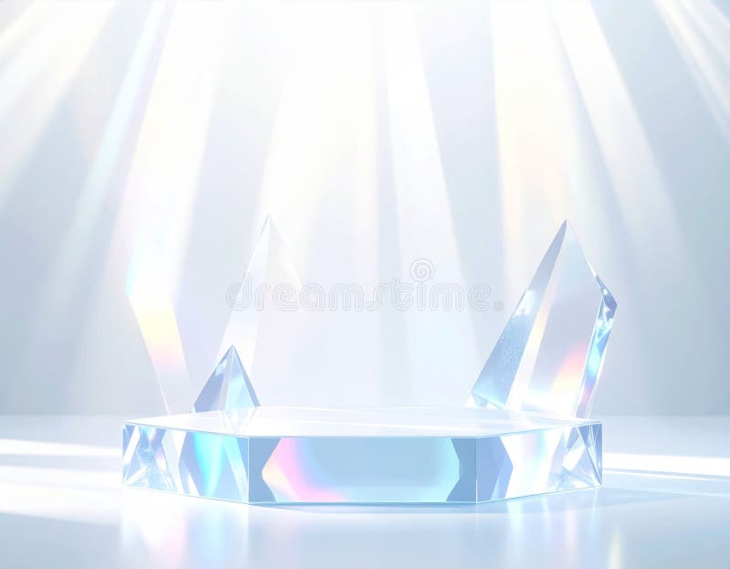 Crystal Glass Product Display Platform with Light Rays Stock ...