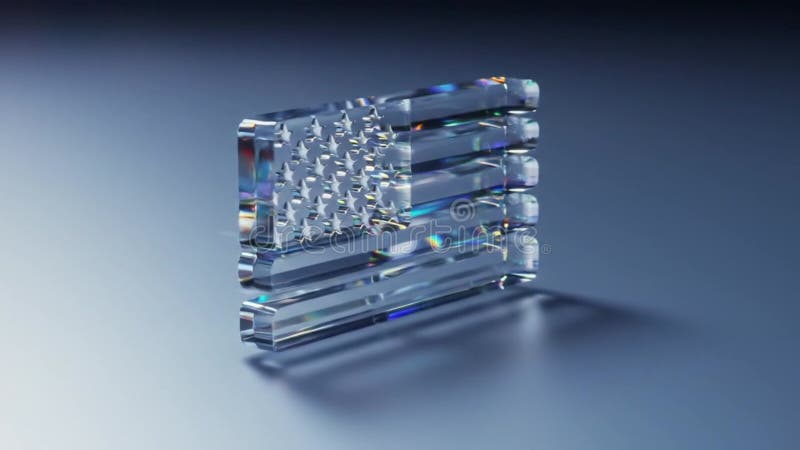 Rotating Glass American Flag with Stars and Stripes Against Gradient ...