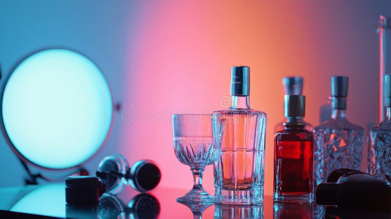 Crystal Glassware Colorful Lighting Modern Setting Stock Photos - Free ...