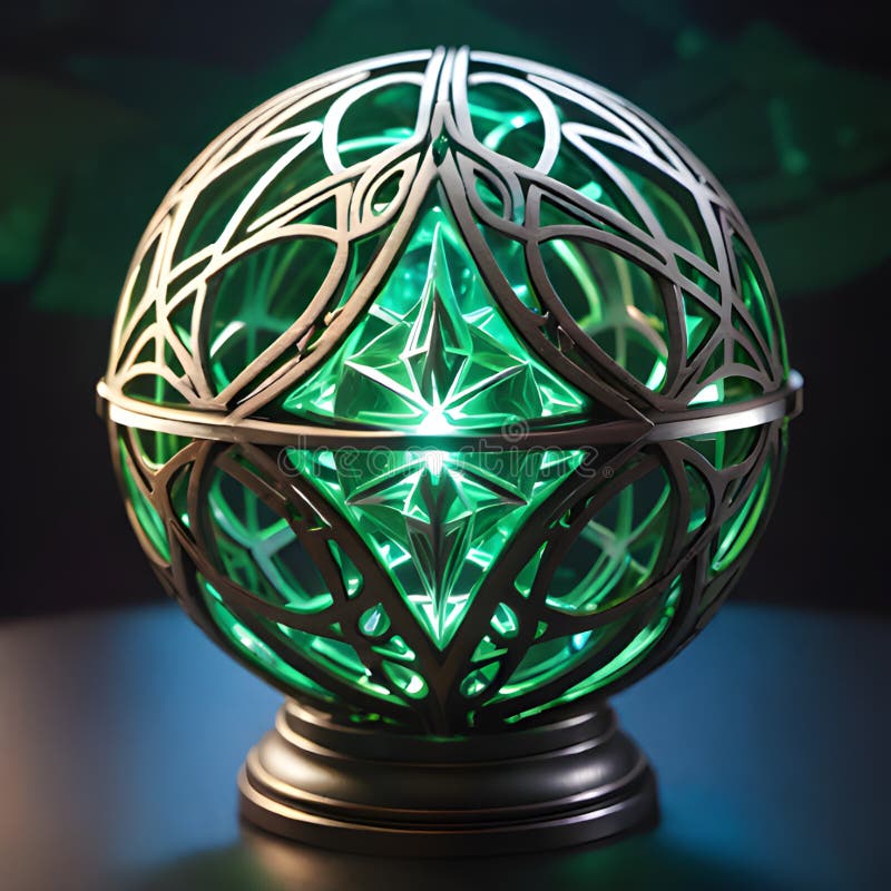Crystal Globe with a Green Sphere Stock Illustration - Illustration of ...