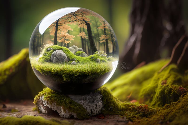 Crystal Globe Putting on Moss Stock Illustration - Illustration of ...