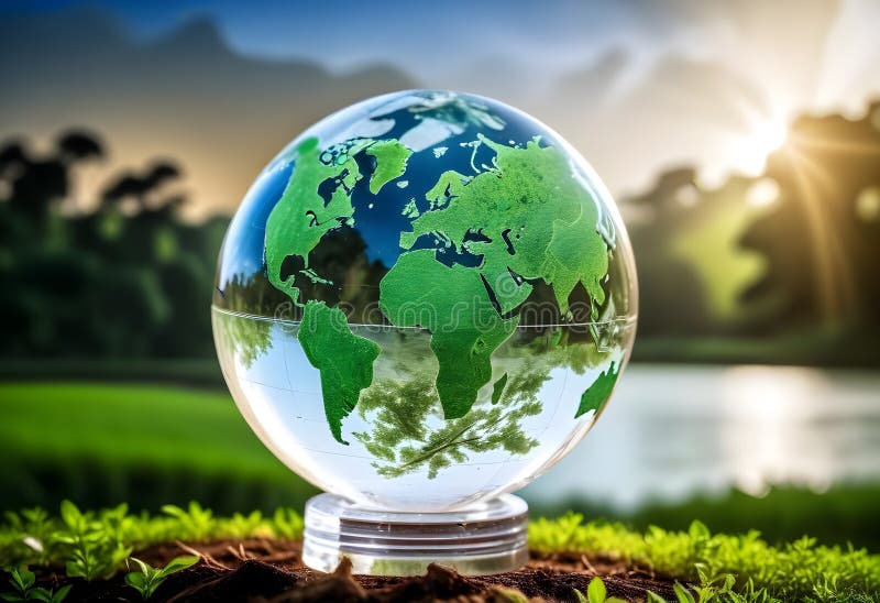 A Crystal Globe Representing Sustainable Development and ESG Principles ...