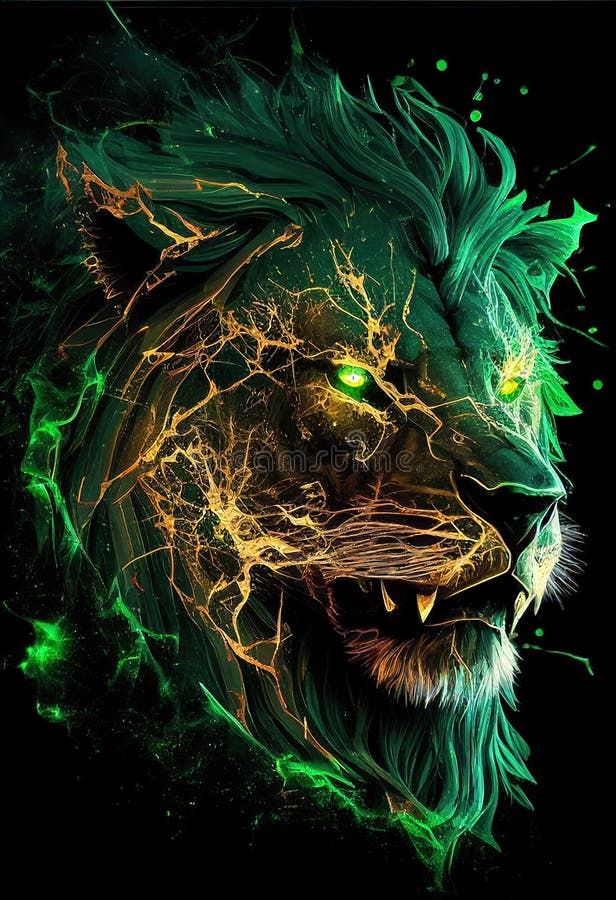 Fire Lion Backdrop. AI Generated Stock Illustration - Illustration of ...