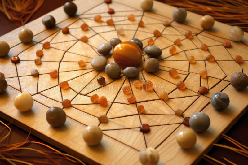 Crystal Grid Arranged in a Sacred Geometry Pattern Stock Illustration ...