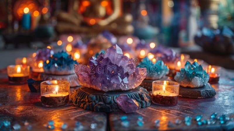 Crystal Grid Meditation, Arranged in a Geometric Pattern on the Altar ...
