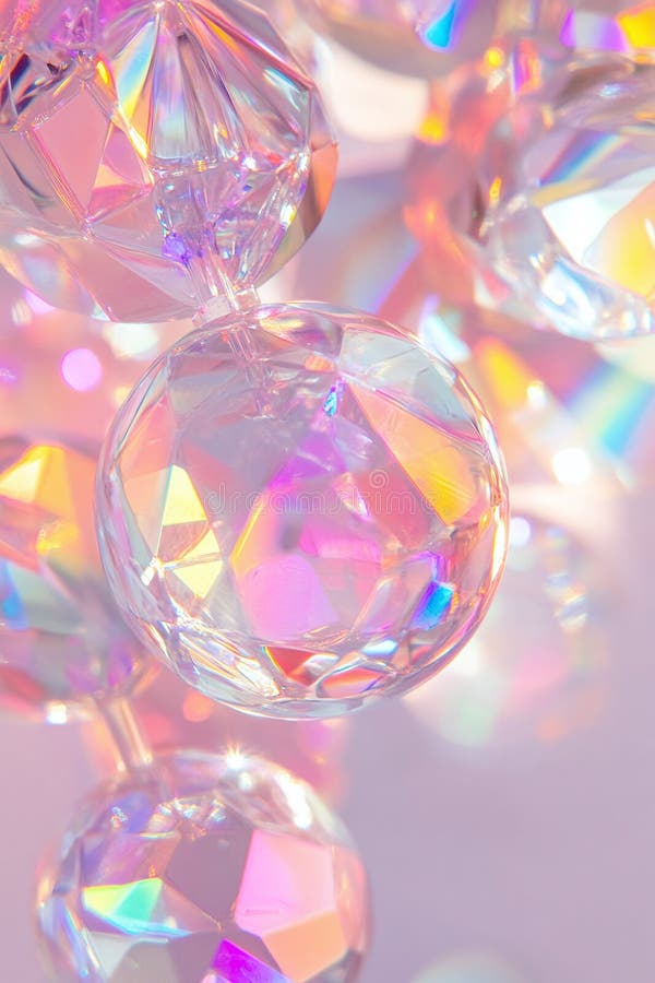 Crystal Grid Structure with Rainbow Light Refraction Stock Illustration ...