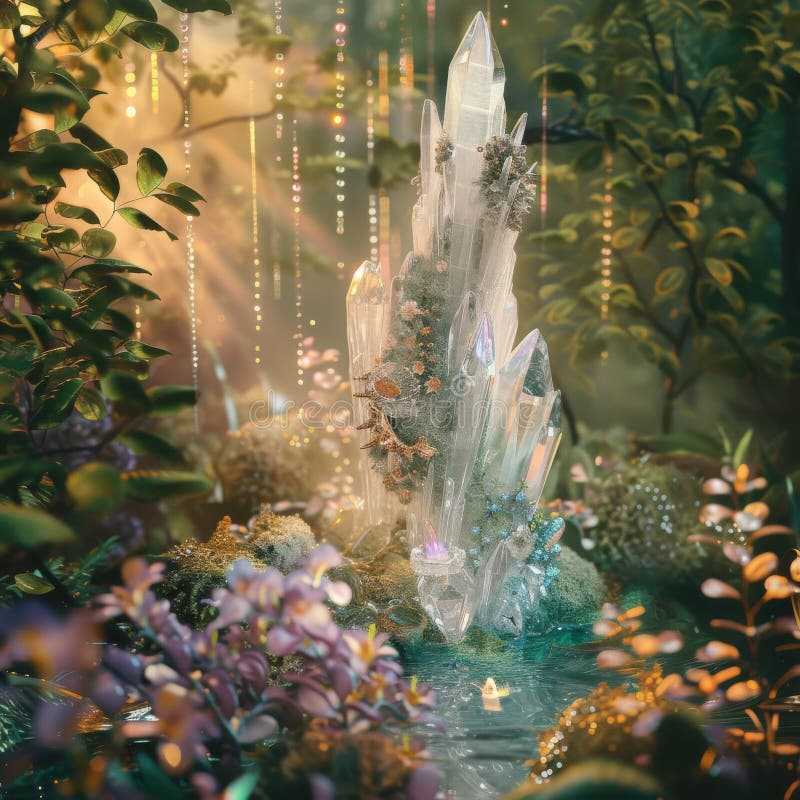 A Crystal Guardian Standing Watch Over an Enchanted Forest Stock ...