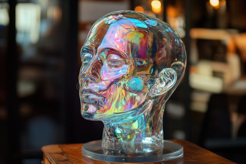 Crystal Head Sculpture Iridescent Colors Stock Photos - Free & Royalty ...