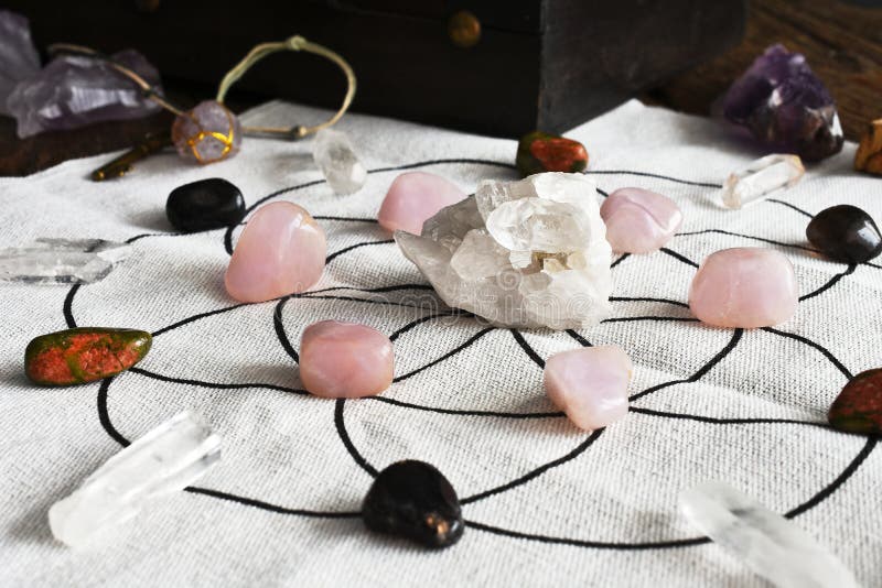 Crystal Healing Grid and Sacred Geometry Stock Image - Image of mineral ...