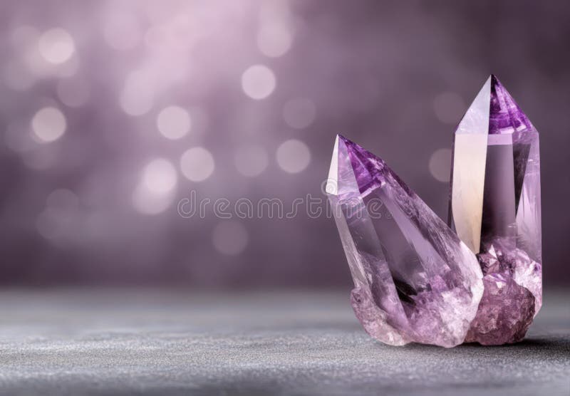 Crystal Healing, Purple Background, Three Crystal Points in the Front ...