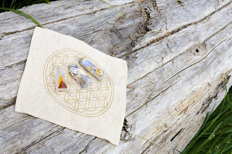Crystal Healing Towers and Sacred Geometry Grid Cloth Stock Photo ...