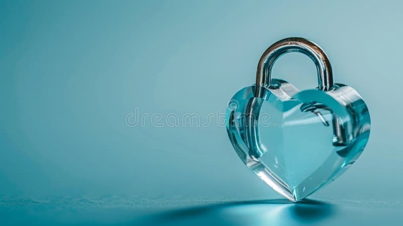 Crystal Heart Padlock on Blue Background Stock Illustration ...
