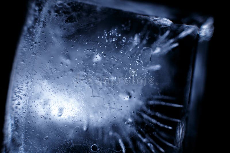 Crystal Ice Cubes Reflection on Black Background. Extreme Close Up ...