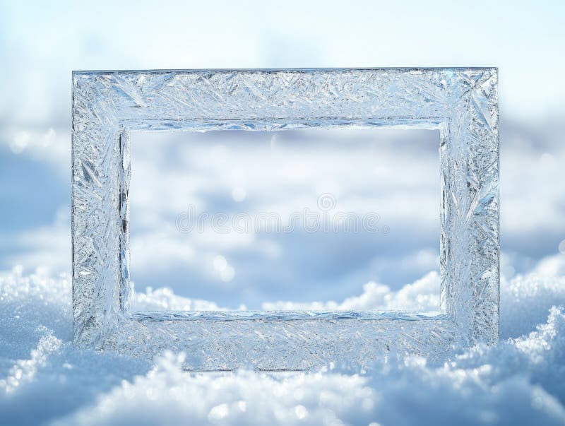 Crystal Ice Frame in Snow stock image. Image of winter - 361085577