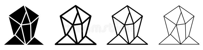 Crystal Icons. Black Linear Geometric Crystal Icon Stock Vector ...