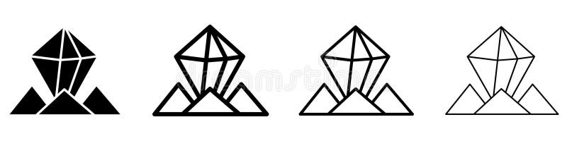 Crystal Icons. Black Linear Geometric Crystal Icon Stock Illustration ...