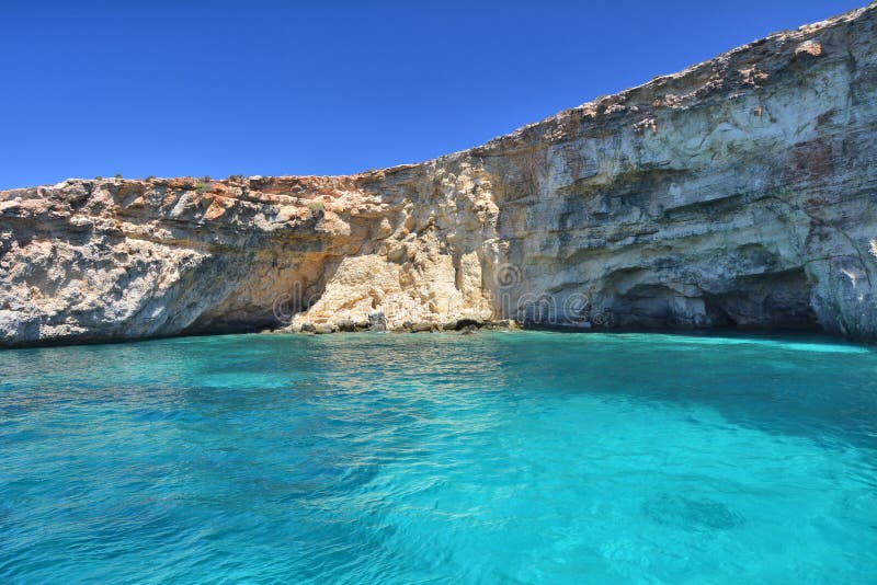 Crystal Lagoon at Comino Island, Malta Stock Photo - Image of rock ...