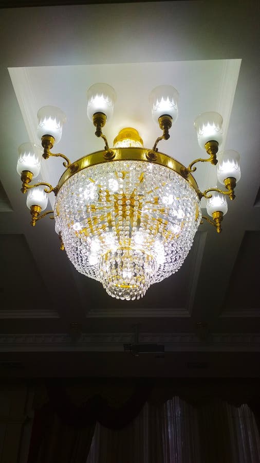Crystal Lamp with Many Lampshades Stock Photo - Image of lighting ...