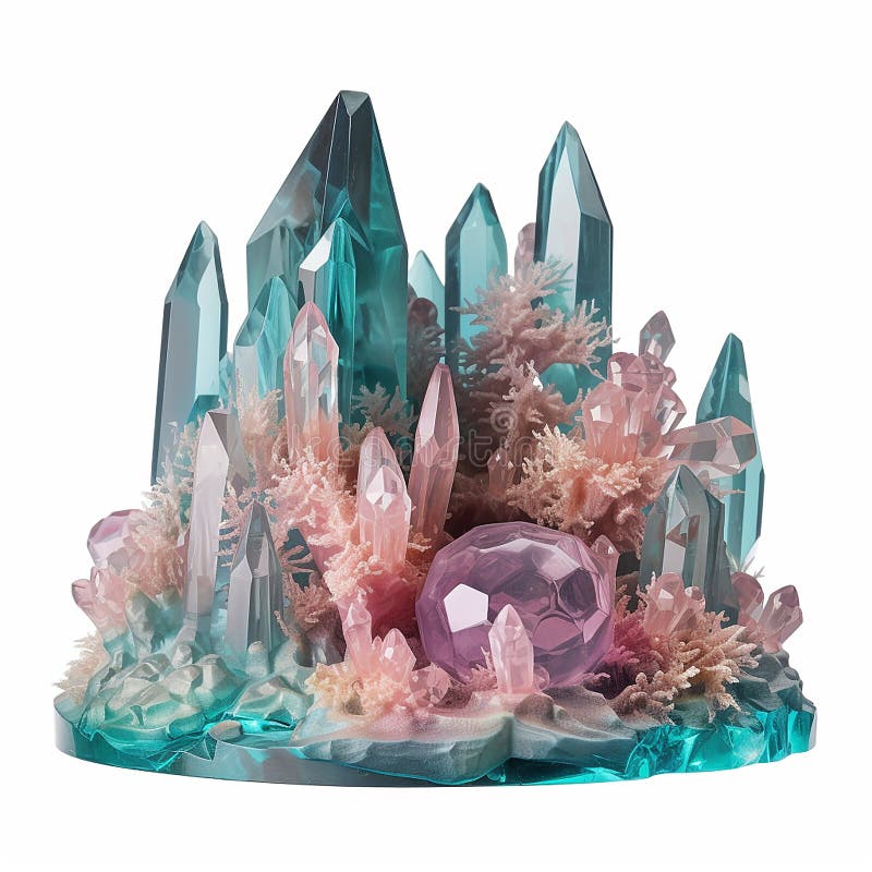 Crystal Landscape Display on Tabletop. Created Using Ai Generative ...