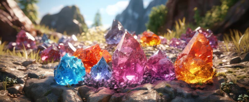 Crystal Landscape: a Stunning Array of Multicolored Crystals . Stock ...