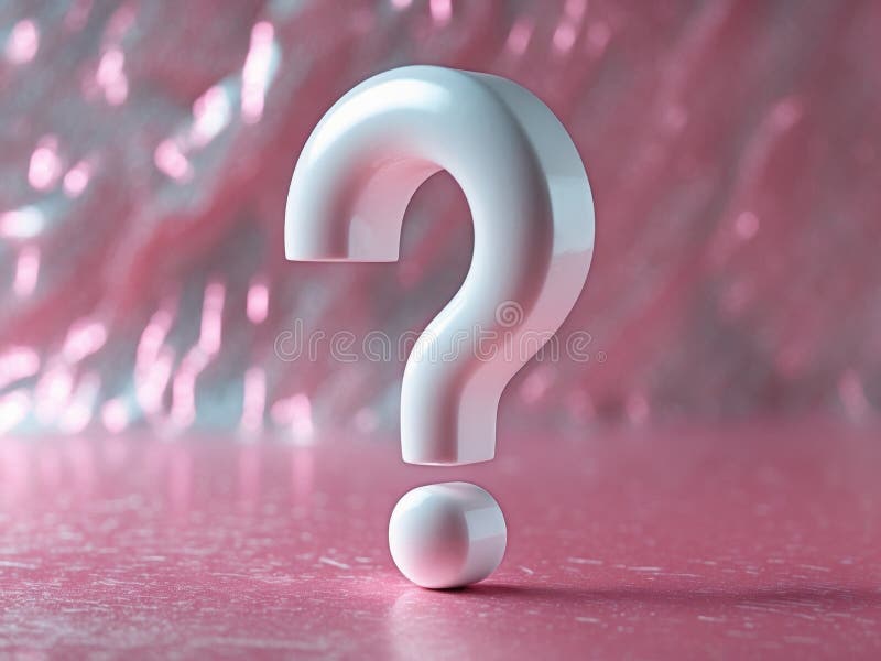 Crystal Large Question Mark on Shimmering Pink Textured Background with ...