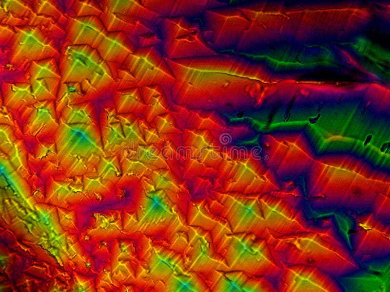 Crystal Layer on Microscope Object Glass, Seen in Polarized Light. this ...
