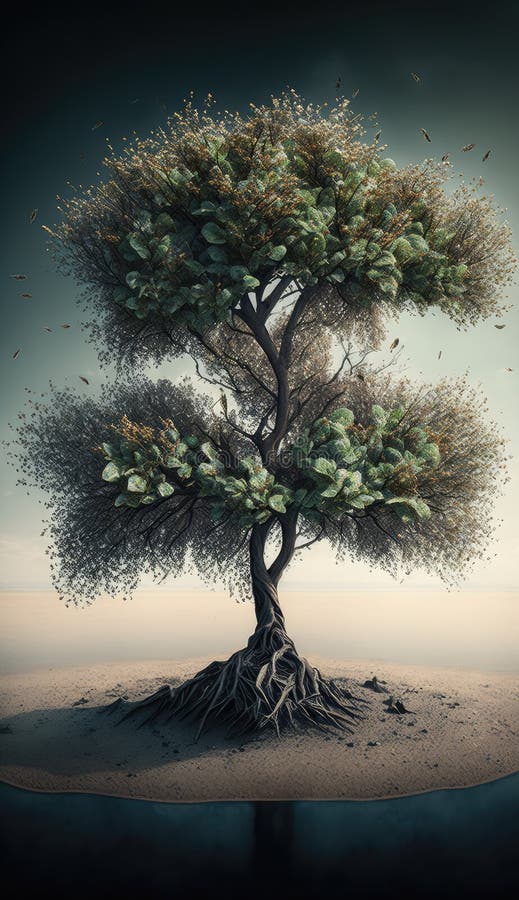 A Crystal Leaves Tree in the Middle of Nowhere Stock Photo - Image of ...