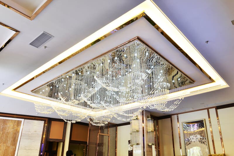 Crystal Led Ceiling Lighting Stock Photo - Image of cabinet, dining ...