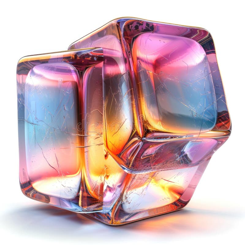 Crystal-like Cube with an Iridescent Coating Stock Image - Image of ...