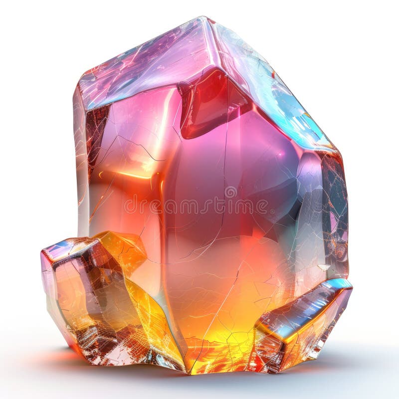 Crystal-like Cube with an Iridescent Coating Stock Image - Image of ...