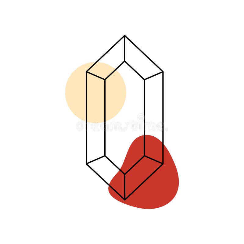 Crystal in Line Art Style with Colored Spots Stock Vector ...