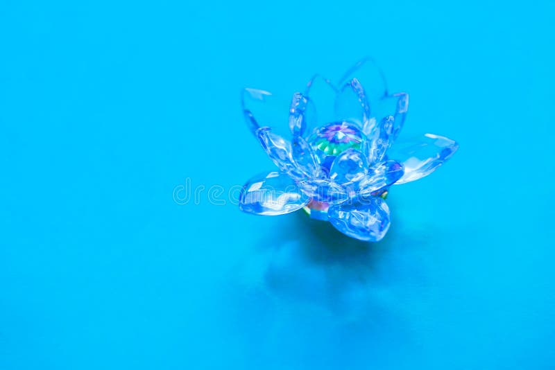 Crystal Lotus on Blue Table. Vishuddha Chakra Symbol Stock Image ...