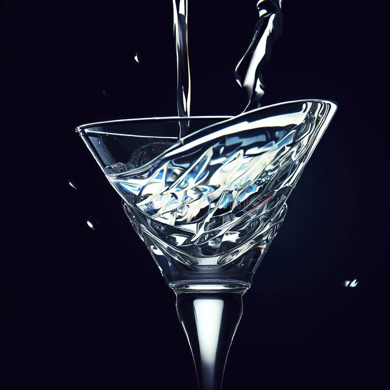 Crystal Martini Glass Pouring Refreshing Cocktail, Splashing Liquid ...
