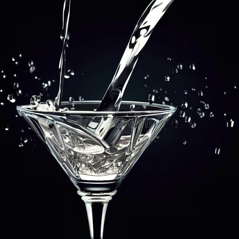 Crystal Martini Glass Pouring Refreshing Cocktail, Splashing Liquid ...