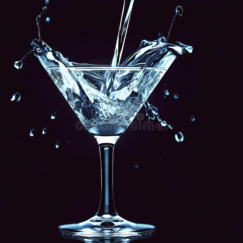Crystal Martini Glass Pouring Refreshing Cocktail, Splashing Liquid ...