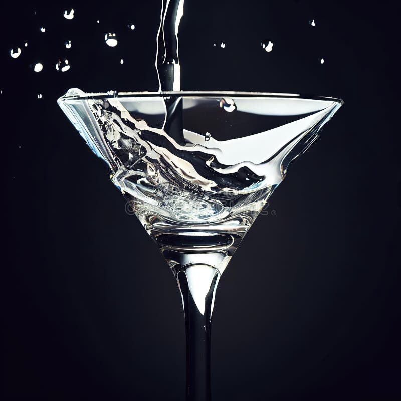 Crystal Martini Glass Pouring Refreshing Cocktail, Splashing Liquid ...