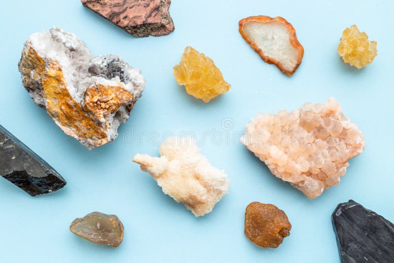 Crystal Mineral Stones Texture - Set of Shiny Gemstone Stock Photo ...